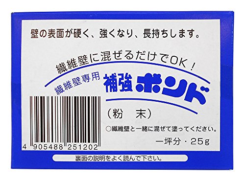 白色/-/4905488251202・パッケージ個数:1・容量:25g(一坪分)【特長】 ●水によく溶け材料をいためません。 ●繊維壁の表面が硬く、強くなり、従来のものに比べてボロボロ落ちることなく、長持ちします。 ●一袋(25g)で一坪分...