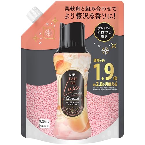 -/詰め替え 920mL/4987176310217・PatternName:ホワイトムスク&アプリコットSize:詰め替え 920mL・パッケージ個数:1・レノアオードリュクスの香り付けビーズで最高の香り体験*・お持ちの柔軟剤と合わせるだ...