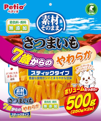 7歳スティック7歳スティック/500g/-・Color:7歳スティックSize:500g・パッケージ個数:1・パッケージサイズ（mm）：300×360×35・さつまいもをまるごと使用。シニア犬にも食べやすいやわらかタイプ商品紹介 パッケージ...