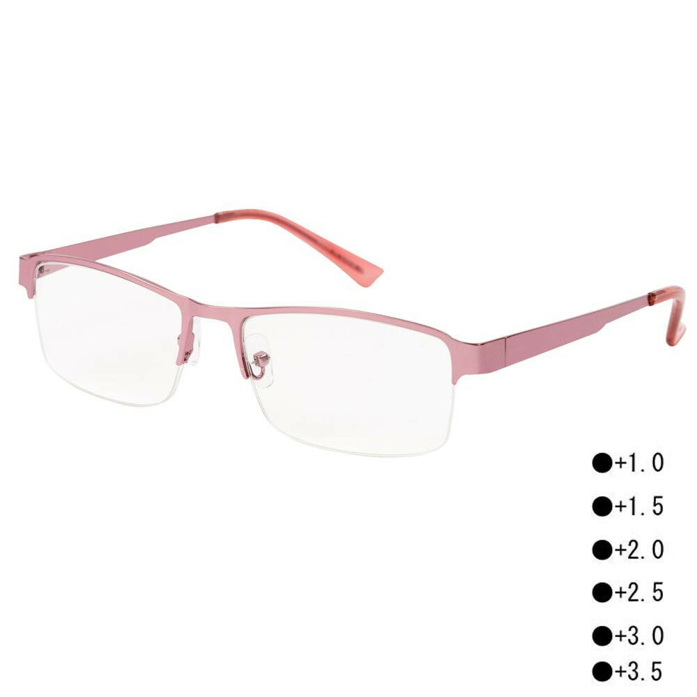 ピンクのフレームがおしゃれな老眼鏡です。商品区分一般医療機器医療機器届出番号:14B3X10028000001サイズレンズ幅×鼻幅×テンプル長さ:55×13×140mm個装サイズ：17×8×5cm重量個装重量：60g素材・材質メタル生産国中...