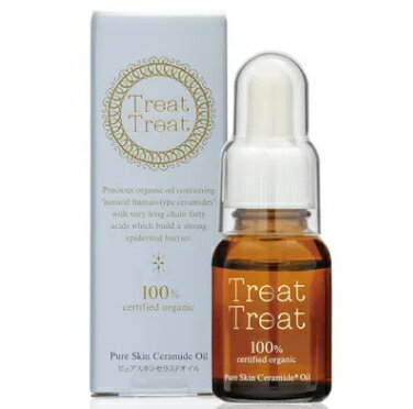 トリートトリート TreatTreatピュアスキン セラミドオイル クリア　15ml　 正規品 完全無添加 オーガニック 天然ヒト型セラミド高濃度配合 美容オイル 業界初、天然ヒト型セラミドを合成界面活性剤を使用せずに配合した美容オイルです...