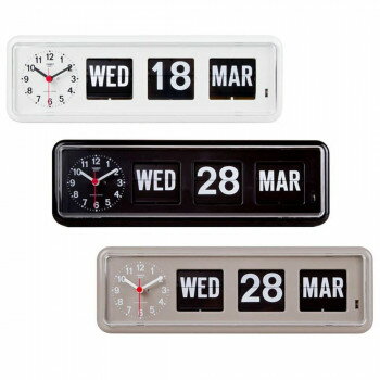 パタパタめくれるカレンダー付きの時計です。壁掛け・置き時計として使用可能。パタパタと切り替わるカレンダーの隣にアナログ時計を配置したデザインで、日付も時刻も一度に確認でき便利です。レトロな雰囲気ただよう、シンプルで落ち着いたデザインはお部屋...