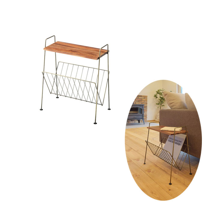 【メーカー直送品】【代引不可】【沖縄北海道離島お届け不可】圧迫感を与えないスタイリッシュなスチールの本体と、天然木を使用した天板。コンパクトなサイズ感で、使用する場所を選ばないサイドテーブルです。W39.5×D21×H45cm天然木(アカシ...