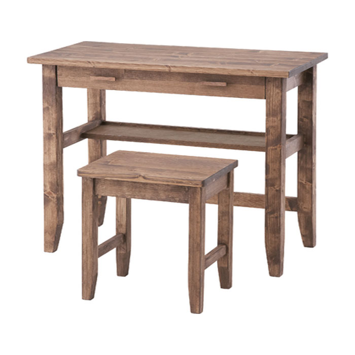 【メーカー直送品】【代引不可】【沖縄北海道離島お届け不可】デスク:W80×D40×H70 スツール:W36×D28×42cm天然木(パイン) オイル仕上組立完成品付属工具：なしお客様用意：なし静的耐荷重：20kg引き出し付商品重量：13kg...