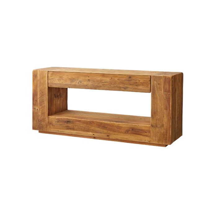 「Arte」シリーズより、存在感抜群のコンソール。パイン古材ならではの雰囲気あふれる空間を演出します。上段は引き出し付きで収納も可能です。W140×D40×H76cm天然木(パイン古材) 水性塗装組立完成品付属工具：なしお客様用意：なし静的...