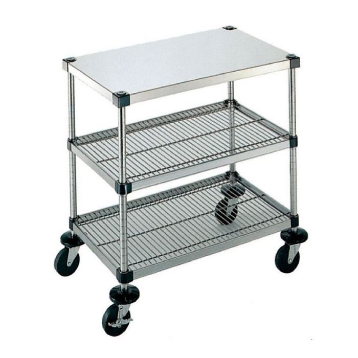 ●ポール高さ767mm・奥行610mm 直径125mmゴムキャスター使用 自在×3・ストッパー付×1外寸縦×横×全高mm610×1060×H93718-0ステンレス生産地：燕三条 ■メーカー希望小売価格はメーカーカタログに基づいて掲載しています