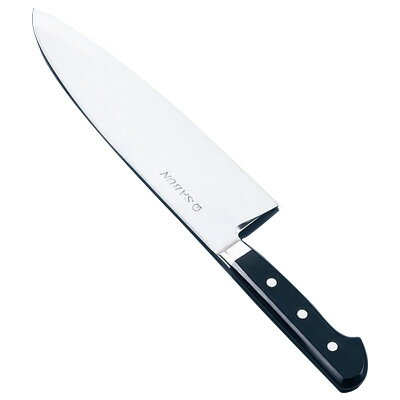 【仕様】サイズ：24cm全長：380mm質量：375g背厚：5.0mmSA SABUN（サブン）ステンレス鋼 黒合板 ・高い信頼性と実績を持った大同特殊鋼ハイカーボンステンレスIK-8材（クローム・モリブデン・バナジウムを含有した特殊鋼）と...