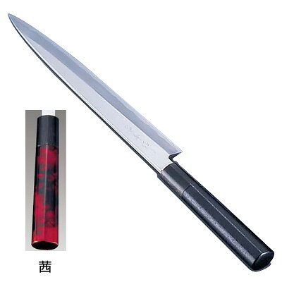 【仕様】サイズ：33cm全長：490mm質量：260g背厚：5.0mm歌舞伎調和庖丁｢忠舟作｣シリーズ 伝統の和の心・・・それは職人のこだわり日本伝統の塗師の巧みな技と美濃独自の美濃鞘塗り仕上で職人の心意気が伝わります。焼付塗装を施された柄...