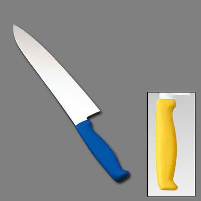 【仕様】 全長：345mm 質量：150g 背厚：2.5mm 材質 刀身：モリブデンバナジウム鋼　ハンドル：エラストマー樹脂（ノバロン銀系無機抗菌剤配合） 耐熱温度：115℃ 特長 ●ハンドルは抗菌加工が施され、衛生管理に最適。 ●現場の声...