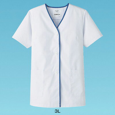 【仕様】 メーカー品番:FA-349 サイズ:3L 着丈:76cm 肩巾:46cm 胸囲:118cm 袖丈:24cm ポリエステル65%+綿35%33単糸ポプリン ※抗菌