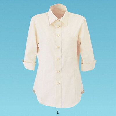 【仕様】 メーカー品番：ET-5732 サイズ：L 首囲：43cm 着丈：80cm 肩巾：50cm 胸囲：118cm 袖丈：45cm ポリエステル75%+綿25%/サラクール ●透け防止・制電・UVカット