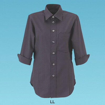 【仕様】 メーカー品番：ET-5734 サイズ：LL 首囲：45cm 着丈：80cm 肩巾：52cm 胸囲：124cm 袖丈：47cm ポリエステル75%+綿25%/サラクール ●透け防止・制電・UVカット