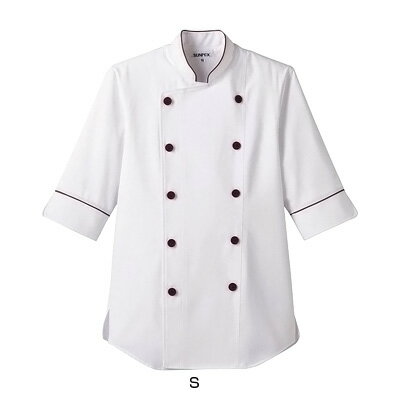 【仕様】 メーカー品番：ET-1138 サイズ：S 着丈：70cm 肩巾：42cm 胸囲：98cm 袖丈：36cm ポリエステル80%+綿20%/交織ポプリン ●男女兼用