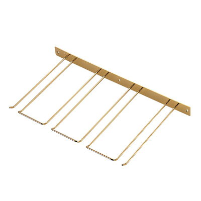 【仕様】 サイズ：4連 材質：24金メッキ 寸法：幅×奥行×高さ：400×233×30mm レール内幅:20mm レール奥行:210mm ●グラス最大径φ100mmまで収納できます。 ●ネジ付