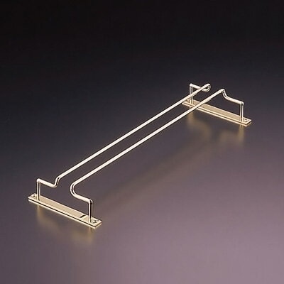 【仕様】 レール数：1連 仕上：24金メッキ 寸法：幅×奥行×高さ：130×405×45mm レール内幅：21mm レール奥行：385mm グラスベース内幅：95mm ●両方からの収納、取り出しが可能です。 ●ネジ付