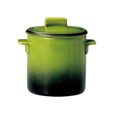【仕様】 カラー：グリーン 間口×直径×高さ：80×60×80mm サイズ（内）：φ50×H60mm 容量：100c.c. 材質:ストーンウェア 耐熱温度:200℃ ●取手、フタ込み ●オーブン・電子レンジに使用できます。 ※直火にはかけら...