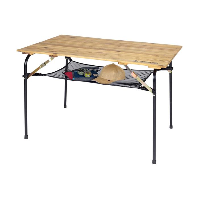 テーブル下のスペースを有効活用できる棚モック。 小物を置けて便利。 バックル式で簡単取付。 製品サイズ(約)：750×500mm 重量(約)：100g 材質（品質）：本体/ポリエステル 仕様/その他：耐荷重/1kg 取付可能なテーブル例：U...