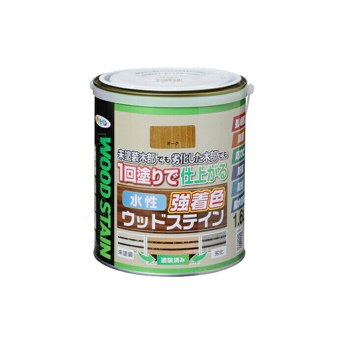 着色力が強く、1回塗りで仕上がる木部専用塗料 特長 ●隠ぺいが高く1回塗りで仕上がる水性・低臭タイプの木部専用塗料です。 ●木目を生かした美しいステイン仕上げができ、日光や雨に強く耐候性に優れています。 ●防腐・防カビ・防藻・防虫効果があり...