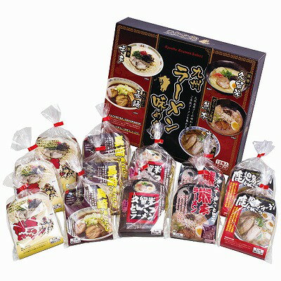 ●商品内容：ラーメン(博多とんこつ・長崎あごだし各3食・熊本とんこつ・鹿児島とんこつ・久留米とんこつ各2食)●賞味期限：製造日より常温約180日●アレルゲン：卵・小麦・大豆・鶏肉・豚肉●箱サイズ：30.4×35.7×7.5cm九州で大人気の...