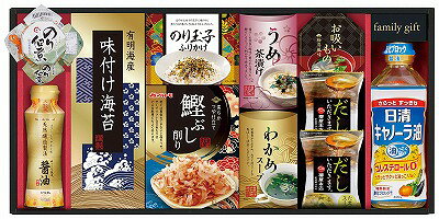 ●商品内容：島の香のり佃煮80g、有明海産味付け海苔（3切4枚）、のり玉子ふりかけ（4.5g×2袋）、鰹節削り（2g×4袋）、うめ茶漬け（4.3g×2袋）、わかめスープ（5.3g×2袋）、永谷園お吸いもの松茸風味（2.3g×2袋）、伊賀越天...