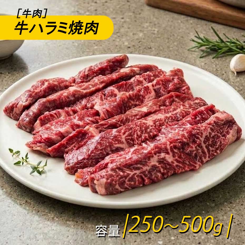 商品情報名称牛ハラミ内容量約250g/500g(1パック)賞味期限別当表示保存方法ー18℃以下で保存してください。原産国名ラベルで表記：アメリカ産（仕入れ状況により変更になる場合がございます）特徴● 濃厚な旨みが楽しめる人気部位牛ハラミは赤...