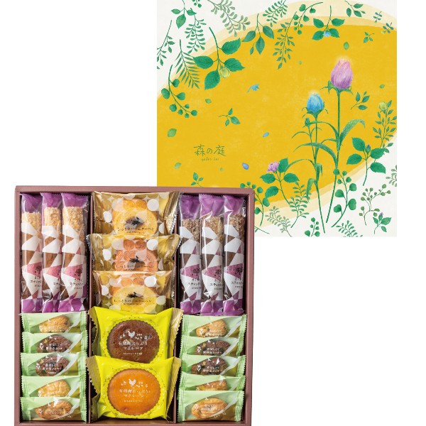 ●しっとりバームクーヘン×2、しっとりバームクーヘン苺×1、有精卵たっぷりマドレーヌ（プレーン・ショコラ×各1）、香ばしくて素朴なクッキー（ショコラ×4、ミルク・チョコチップ・メープル×各2）、さくさくスティックパイ（メープル・ショコラ×各...