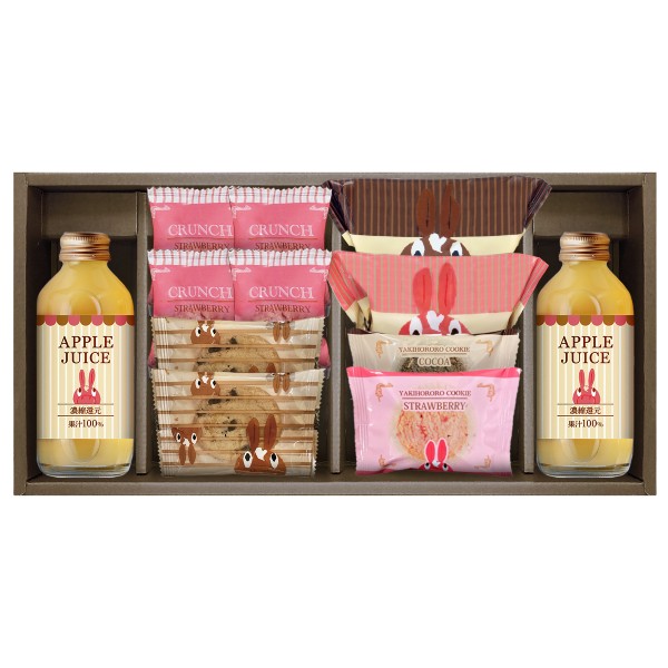 ●アップルジュース180ml×2、焼きドーナツ（ストロベリー、チョコ）、ストロベリーチョコクランチ×4、焼きほろろクッキー（ココア、ストロベリー）、ナッツとチョコのざっくりクッキー×2●箱180×360×65mm（日本製）●賞味期限/180...