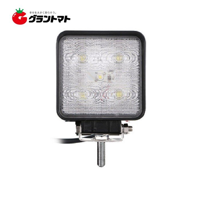 大型LEDで明るいLEDワークライト。LED色：白。LED数：5個。消費電力：15W（3Wx5個）。消費電流：12V入力時1A以下/24V入力時0.55A。明るさ：975ルーメン。連続転倒時間：24時間。色温度：6500k（ケルビン）。防水...