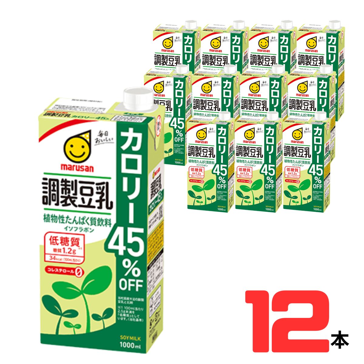 調製豆乳 カロリー45％オフ 1000ml マルサンアイ株式会社 すっきりとした飲み口で毎日飲んでも飽きない、低糖質※・コレステロール0の調製豆乳です。当社国産大豆の調製豆乳に比べ、カロリーを45%抑えました。 ※100ml当たり2.5g未...