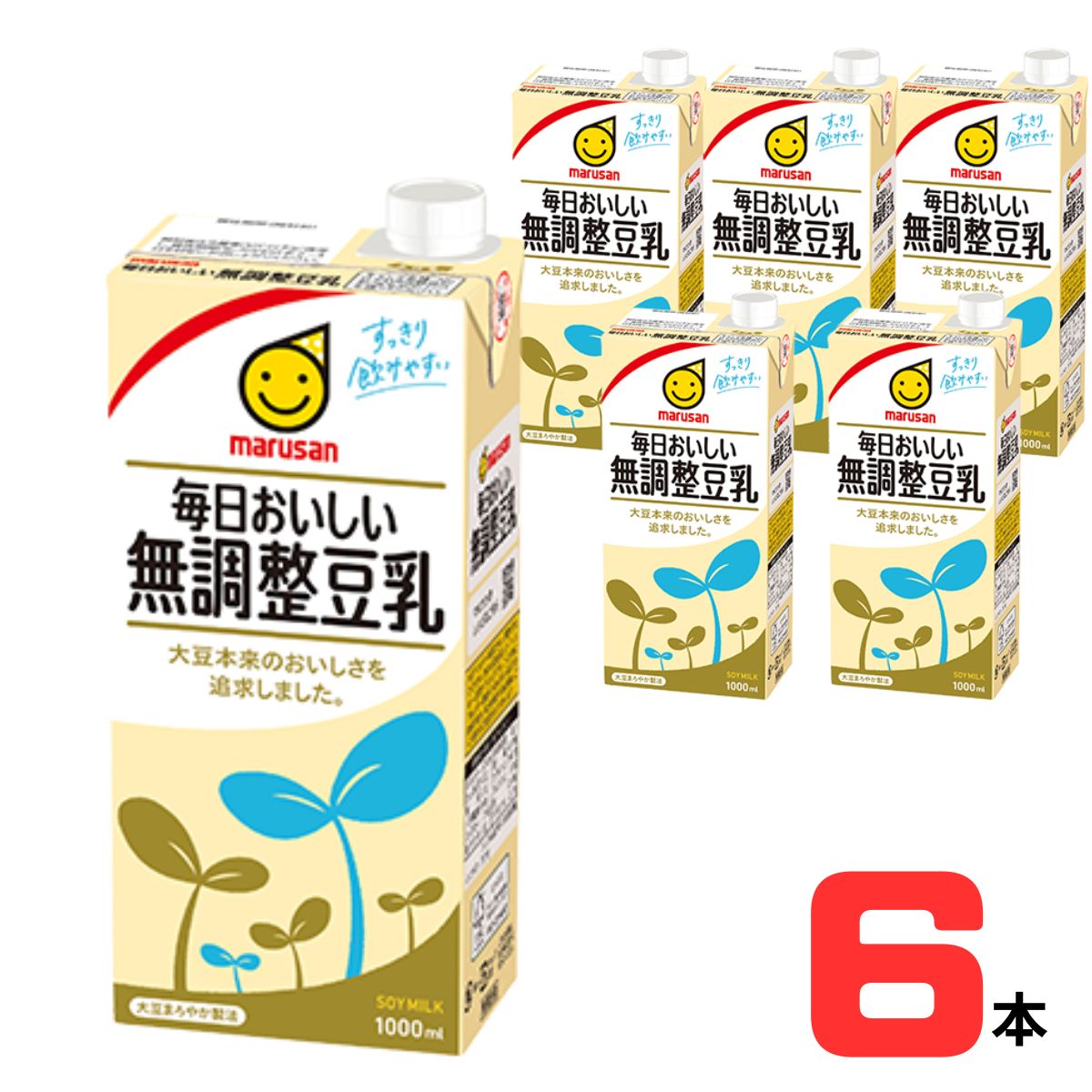 毎日おいしい無調整豆乳 1000ml（マルサンアイ） カナダ産大豆を使用した、毎日飲んでいただきたい無調整豆乳です。 大豆本来のおいしさを引き出す独自技術「大豆まろやか製法」により、豆乳の青臭さや渋みを抑え、おいしく仕上げました。 商品詳細...