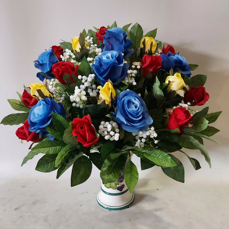 バラMIXアレンジ（造花）規格　高60×幅50 /光触媒 配送無料 開店祝・事務所開・会社受付・当選・誕生日等に最適なサイズ。 立札もお付けしますので、お申込み下さい。 ＊最も美しい状態を長く楽しむことができるのが造花の魅力です。 Shop...