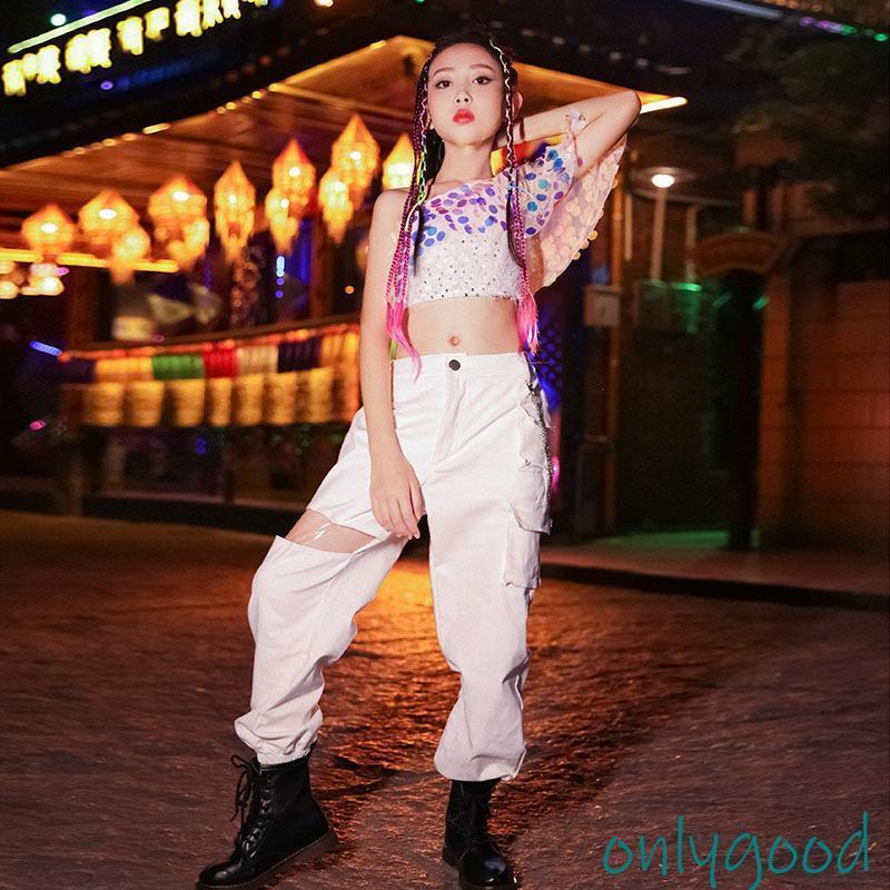 ダンス服装 体操服 DANCE tシャツ スウェット キッズチアリーダー ヒップホップ 女の子 ステージ衣装 ダンスウェア 子供 応援団 運動会 甲子園 チアガール衣装 舞台演出服　おしゃれ　ストリート系　B系　K-POP　韓国　ダンスコン...