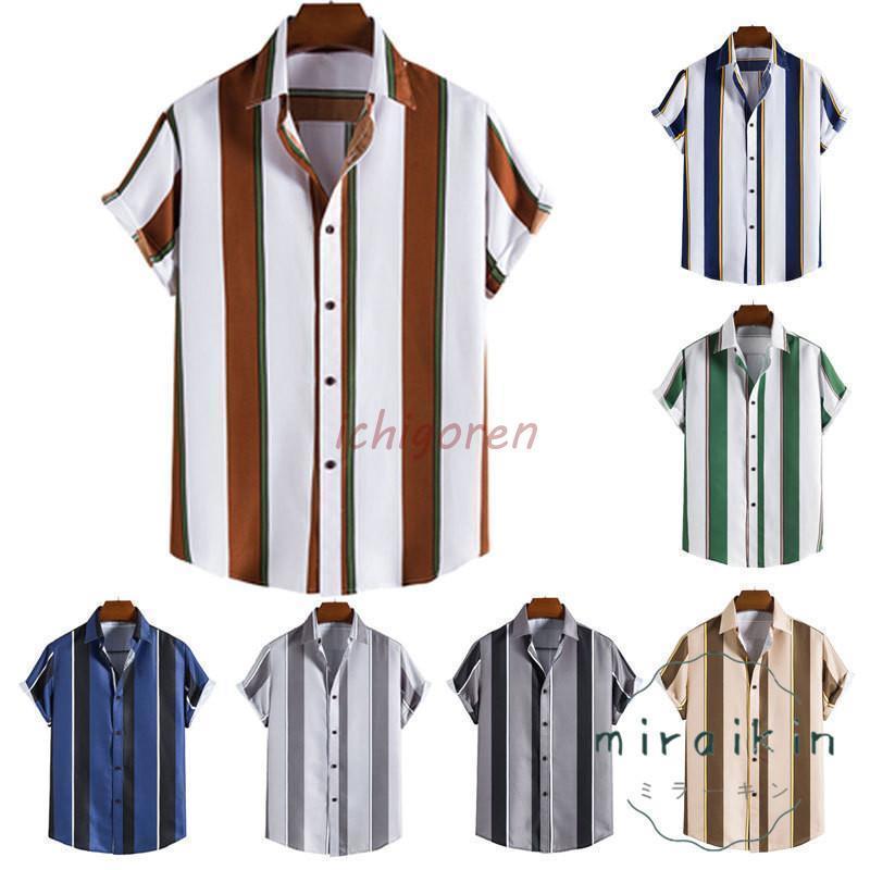 カジュアルシャツ メンズ 吸汗速乾 ボタンダウンシャツ 20代 30代 40代 50代 紳士服 ストライプシャツ 春物 新生活 大きいサイズ メンズファッション オシャレ きれいめ 羽織り カラー配色 父の日 半袖 細身 おしゃれ 大人 大...