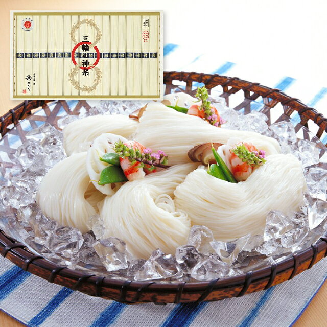 商品内容 ●三輪素麺（二年物）900g（50g×18）●賞味期間：製造より540日●アレルギー：小麦●木箱入●箱サイズ：約36.5×21.5×3.1cm●箱重量：約1.2kg●常温便 厳選した原材料を使用し、製造後蔵で一年以上熟成させる事に...