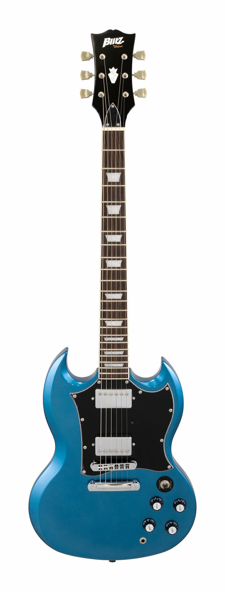 ※画像は撮影用商品のため、お届けの際の商品とは異なります。セットネック仕様のブリッツBSGシリーズ。ワンランク上のクオリティを求めるエントリーユーザにお勧めです。Body:BasswoodNeck:Maple,Set-NeckFingerb...