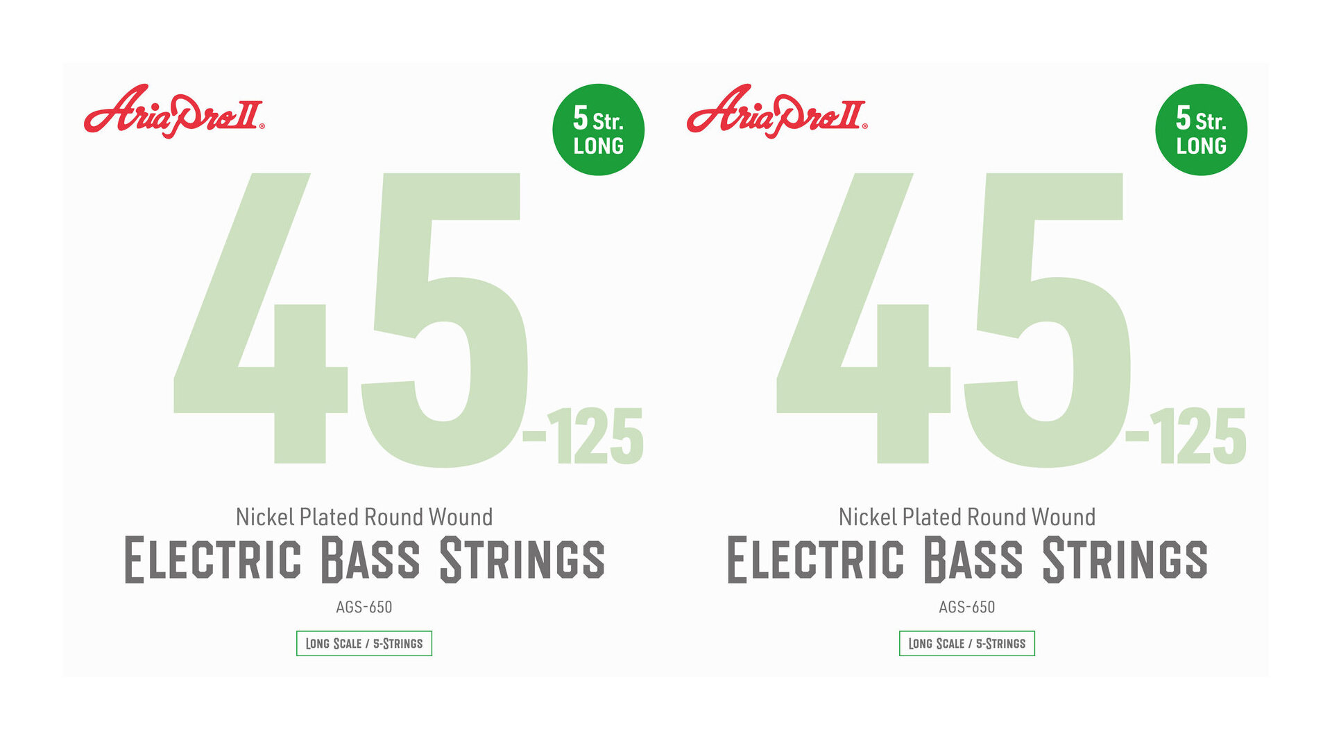 こちらの商品はメール便で発送します。詳細についてはこちらを必ずご確認ください。ハイクオリティな弦をバリュー・プライスで実現したARIA AGS弦。【AGS-650】5弦エレキベース(ロングスケール)用。ニッケルプレーテッド・ラウンドワウンド...