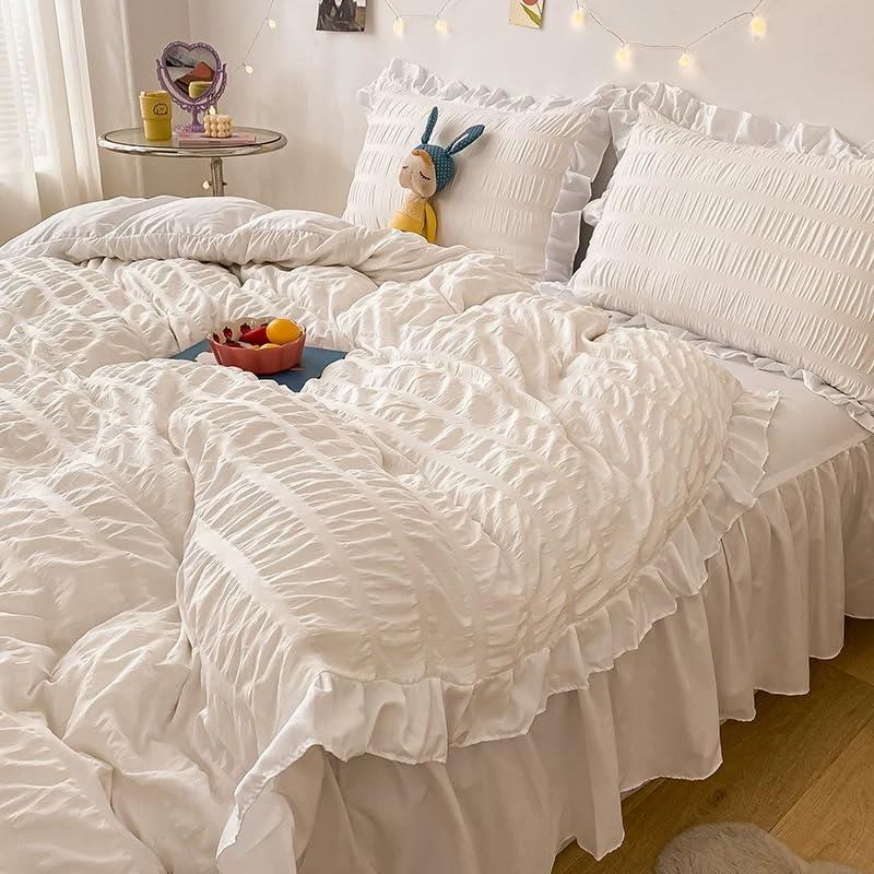 シングル 3点セット 掛け布団カバー（1枚）、150X210cm ・ベッドスカート 100X200+40cm 枕カバー（1枚） 46X63cm セミダブル 4点セット内容と仕様 掛け布団カバー（1枚）、170X210cm ・ベッドスカート ...