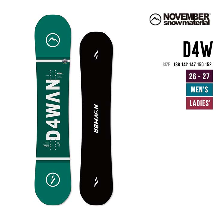 メーカー希望小売価格はメーカーカタログに基づいて掲載していますレビュー特典の詳細内容はこちらをご覧ください。NOVEMBER ノベンバー 26-27 D4W スノーボード 日本製 国産 高品質※新型コロナウイルスの影響や社会情勢によっては納...