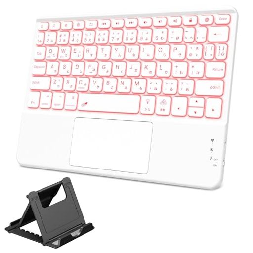 【ipadキーボードJIS日本語配列&amp;タッチパッド搭載】アイパッドキーボードはJIS日本語配列を採用し、ホームボタン・全選択・コピー&amp;ペースト・音楽制御・明るさ調整など13種類のファンクションキーを装備(ワンボタン操作対応)...