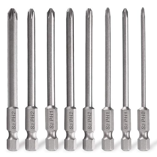 【サイズ】8ピースのプラスドライバービット、長さ75mm、六角軸6.35mm 【素材】クロムバナジウム合金鋼、高硬度クロムバナジウムS2合金鋼製、特殊熱処理、超耐摩耗性、他のタイプの2倍の耐用年数。 【強い磁気】ドリルビットは磁力が強く、ネ...
