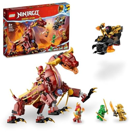 ニンジャのドラゴン – 今シーズンに登場する火焔のヒートウェーブドラゴン(71793)で冒険の旅に出よう(対象年齢:8才以上) ミニフィギュア4体 – 二刀流のカイ、ワイルドファイア、剣を持つクロー・ハンター、ゴールドのハンマーを持つロード...
