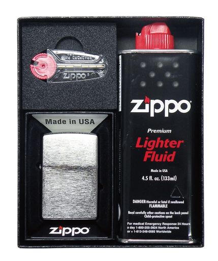 ZIPPO:5.6x3.8x1.3cmオイル缶:14x5.3cmx3cmフリント:5x2.2x0.4cm ZIPPO:0.054kgオイル缶:0.133kgフリント:0.003kg オリジナルギフトボックス