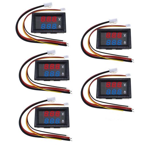 5pcs0.28inchRedBlueLEDDC0-100V10ADigitalVoltmeterAmmeterDualDisplayVoltageDetectorCurrentMeterPanelAmpVoltGauge