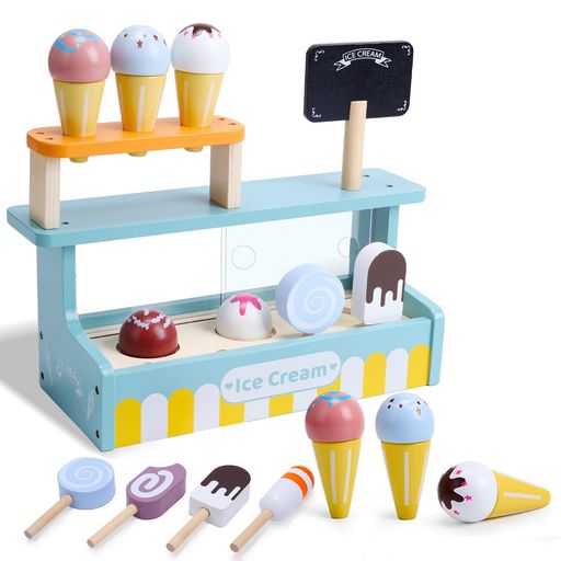 【引き出し式アクリルケース】アクリル製の引き出し式ケースは、リアルな体験を楽しむことができるシミュレーションアイテムです。子供たちの社交能力を鍛えながら、楽しく遊ぶことができます。 【可愛い木製アイスクリームセット】 可愛らしい木製のアイス...