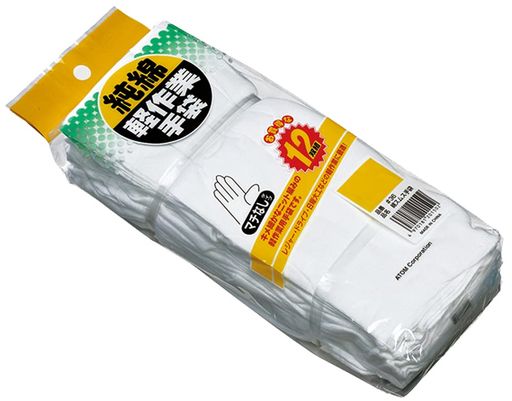 サイズ:M (全長約23cm・掌幅約10.1cm・中指約8.2cm)、本体重量(約):210g 素材・材質:綿100% 生産国:中国 用途:品質管理、検査、精密機器取り扱い、サービス業 など 機能:純綿、マチ無し