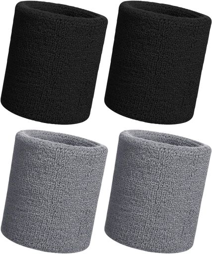 【商品説明】無地でシンプルなリストバンド4個セットです。サイズ(平置き):幅8cmx長さ10cm(フリーサイズ)。適度な厚み、男女兼用。 【素材】綿素材を使用。伸縮性に優れていて、熱を発散させやすいです。汗を吸収し、変形しにくく、長く使える...