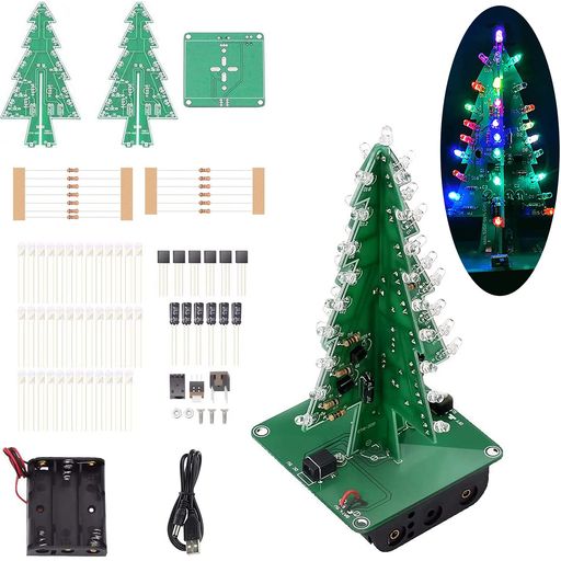 組み立て時にXMAS ツリー形状のクリエイティブなはんだ付け練習キット。 STEMの生徒の実践能力とはんだ付けスキルを練習するための素晴らしいDIYはんだキット。 プログラミングは不要です。 寸法:長さ60mm x 幅60mm x 高さ13...