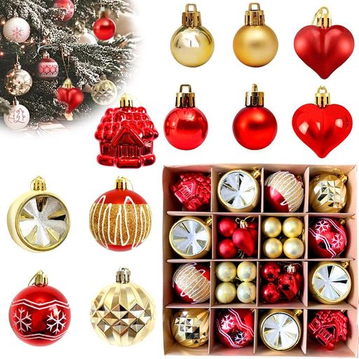 【内容物】:クリスマスボール42個セット、8種類の大集合。これ1つでツリーを飾れるシンプルで豪華なデコレーションセット。 【材質】:環境に優しいプラスチック、耐久性に優れています。 【特徴】:8種類のデザインと3種類の特殊加工(キラキラ、パ...