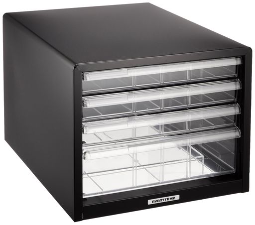 メーカー型番: BL-44D 本体寸法・重量: W323xD412xH263mm、4.1kg 材質: 本体/スチール・粉体塗装、引出し/透明スチロール樹脂 仕様: B4/浅3・深1段・B4・タテ型 浅引出し内寸: W282xD387xH36...
