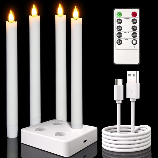 汎用。 リチャージ可能でバッテリー交換手間なし LED蝋燭充電式:350mAh大容量充電式バッテリー、期限切れのバッテリーについては心配はありません、頻繁にバッテリーを交換する必要はありません。高価なバッテリーをたくさん節約し、これらのキャ...